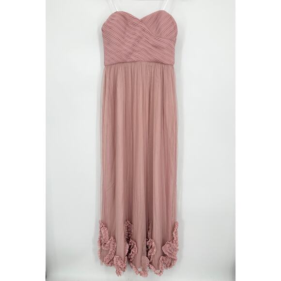 Gianni Bini | Dresses | Gianni Bini Strapless Maxi Dress Pleated Ruffle ...